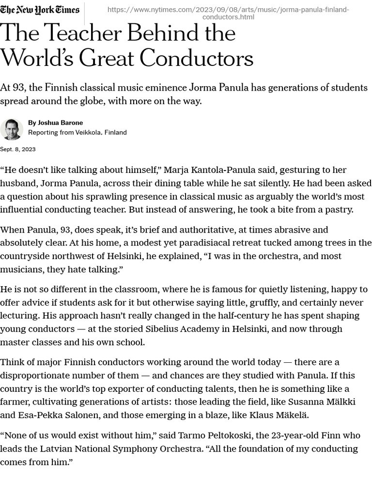 Barone - The Teacher Behind The Greatest Conductors - The New York ...