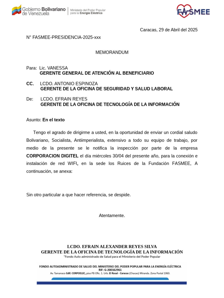 FORMATO MEMORANDUM | PDF