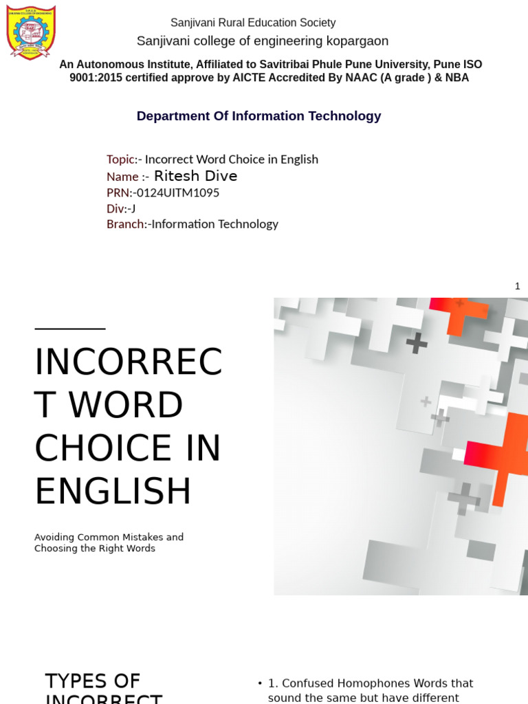 Incorrect Word Choice in English | PDF | Language Mechanics | Languages