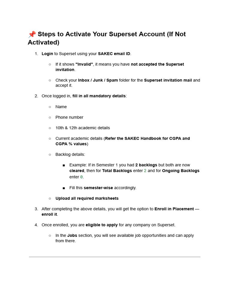 Superset & Cognizant Instructions | PDF
