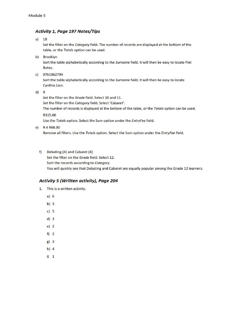 Module 5 Written Module Activities ANSWERS | PDF