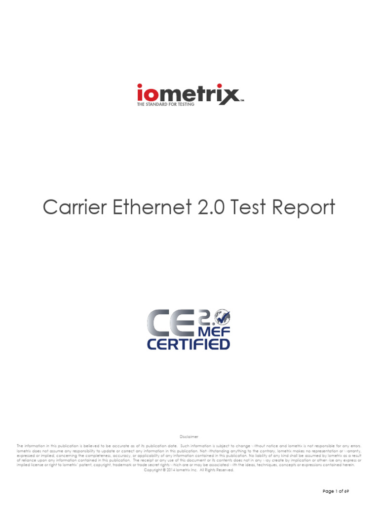 Carrier Ethernet 2.0 Test Report | PDF | Computer Networking ...