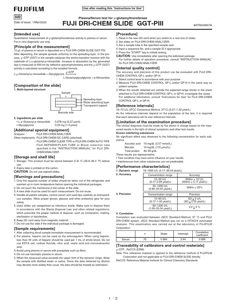 GGT Activity Measurement Slide Kit | PDF