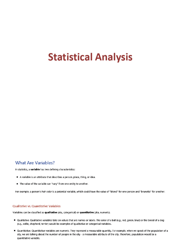 Statisical Analysis Notes | PDF