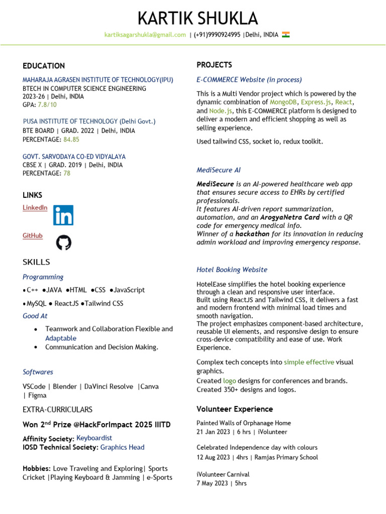 Kartik Shukla RésuméUpdated | PDF | Computing | Software Engineering