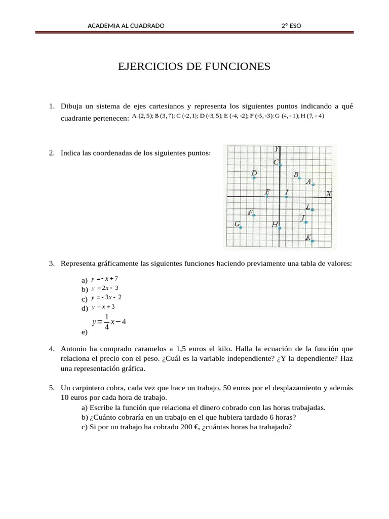 Ejercicios de Funciones | PDF