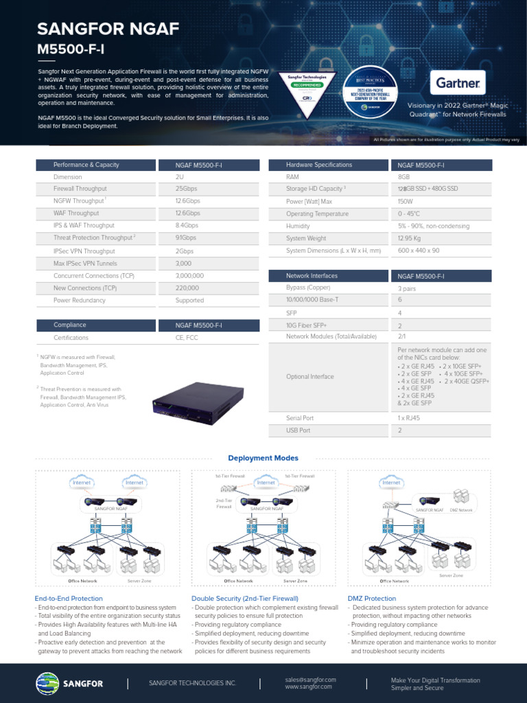 Sangfor NGAF M5500-F-I Firewall Overview | PDF | Firewall (Computing ...