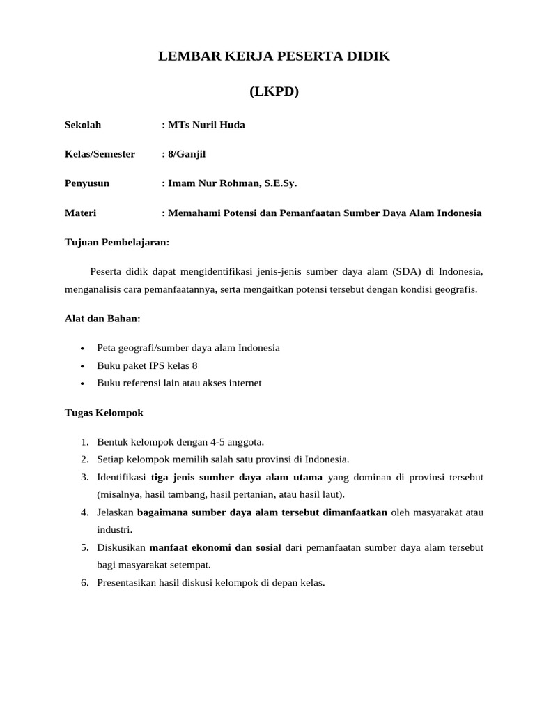 LKPD Potensi Sda | PDF