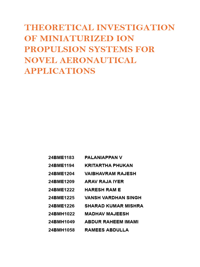 Miniaturized Ion Propulsion for Aircraft | PDF | Spacecraft Propulsion ...