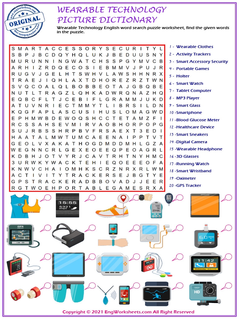 Wearable Technology Word Search Puzzle | PDF | Wearable Technology ...