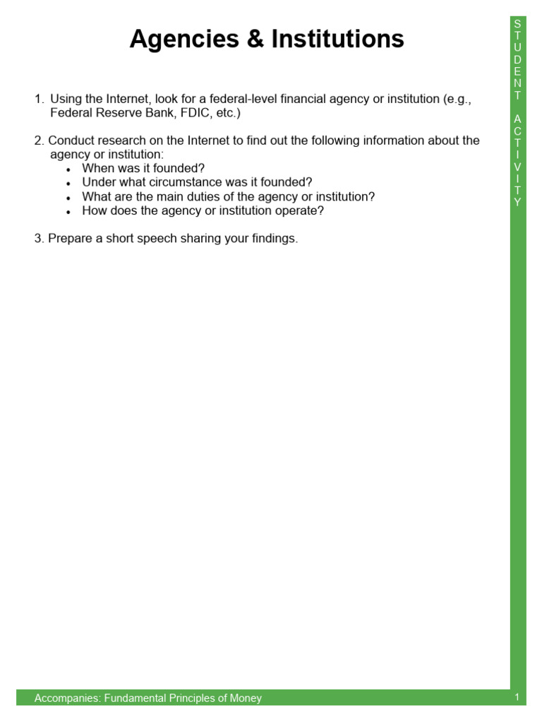 Activity - Agencies & Institutions | PDF