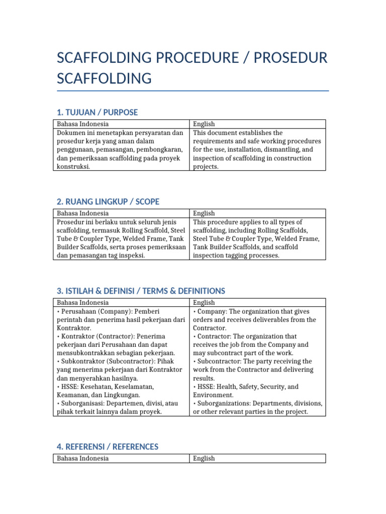 Prosedur Keselamatan Scaffolding Konstruksi | PDF | Scaffolding