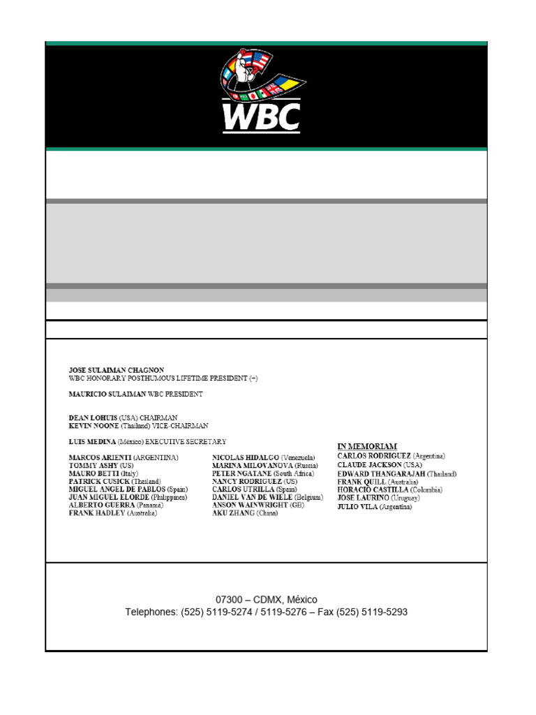 WBC - Ratings - May - 2025 | PDF | World Boxing Champions | Boxing ...