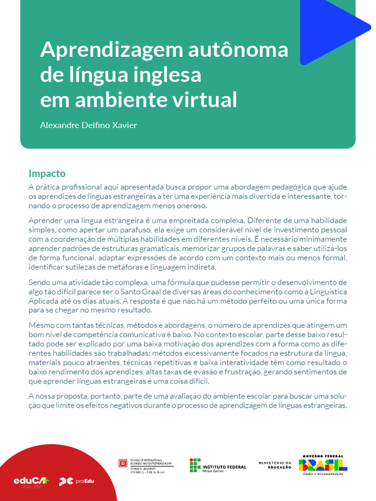 Alexandre Delfino Xavier V02 Linguagem | PDF | Aprendizado | Videogames