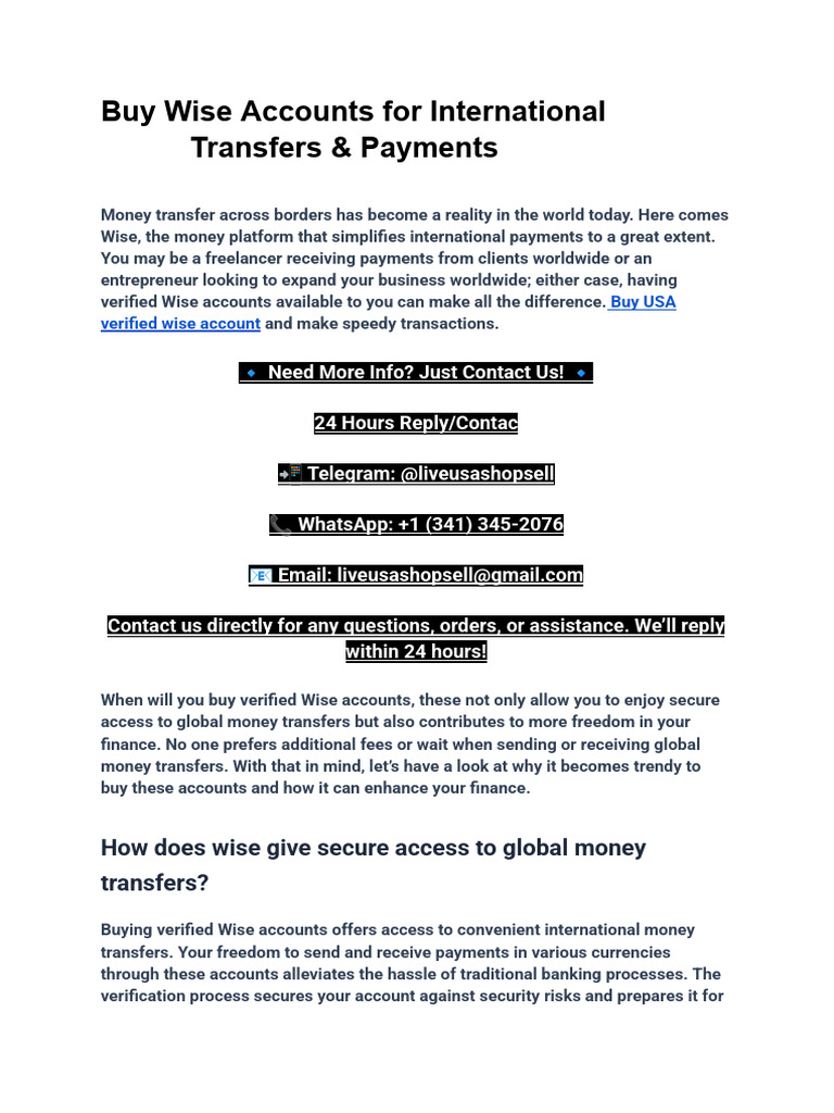 Buy Wise Accounts For International Transfers & Payments | PDF | Money ...
