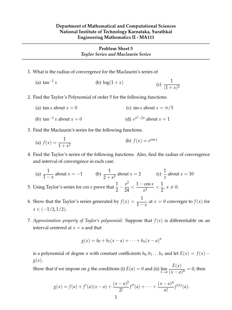 Problem Sheet 5 | PDF | Mathematical Relations | Complex Analysis