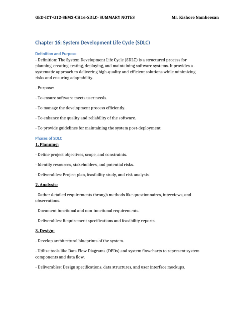 Chapter 16 SDLC-Summary Notes | PDF