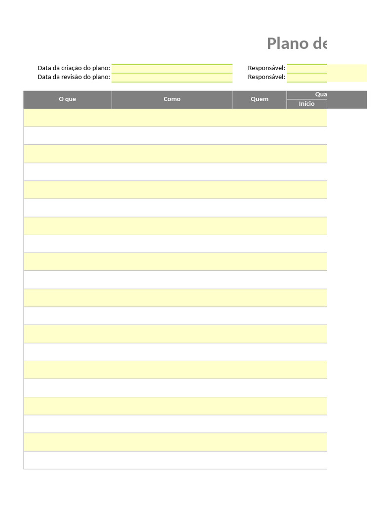 Plano de Ação 5W2H: Estrutura e Metas | PDF