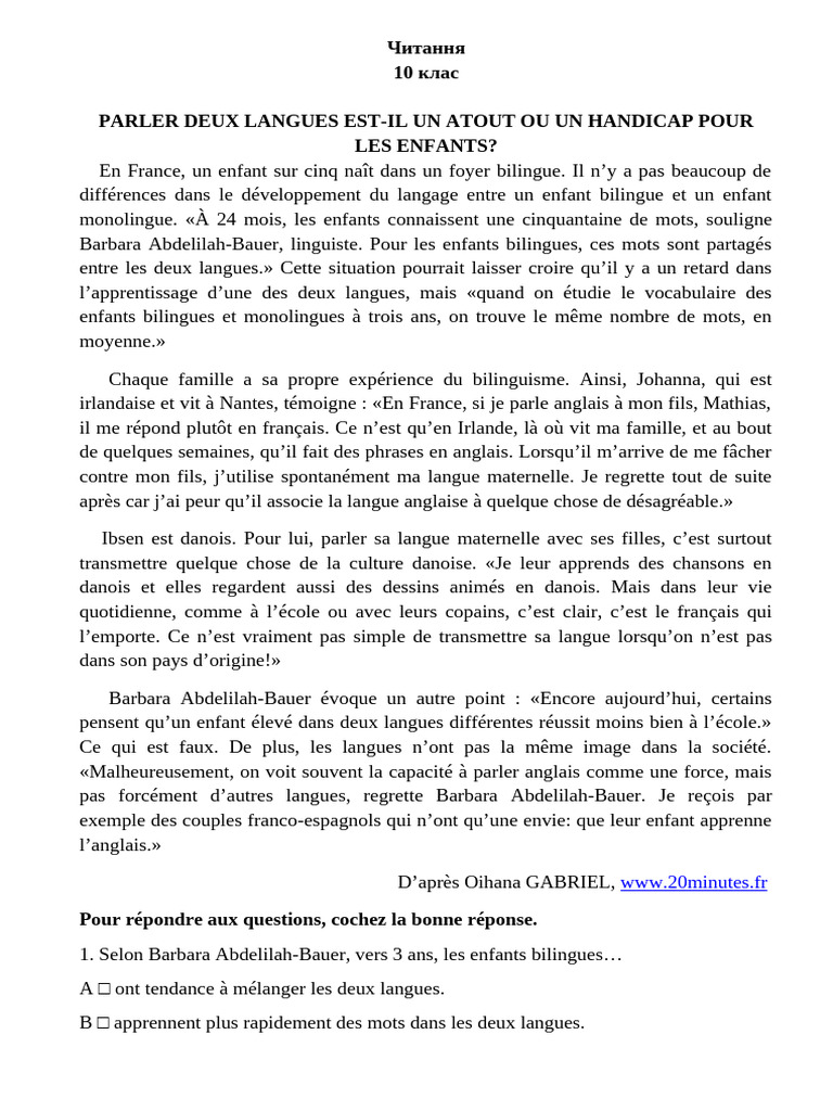 Bilinguisme et apprentissage ludique en classe | PDF | Multilinguisme ...