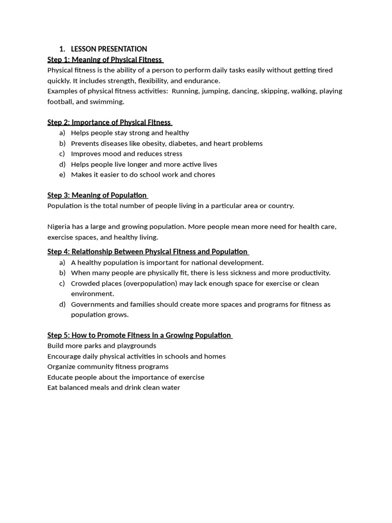 Physical Fitness and Personal Hygiene-1 | PDF