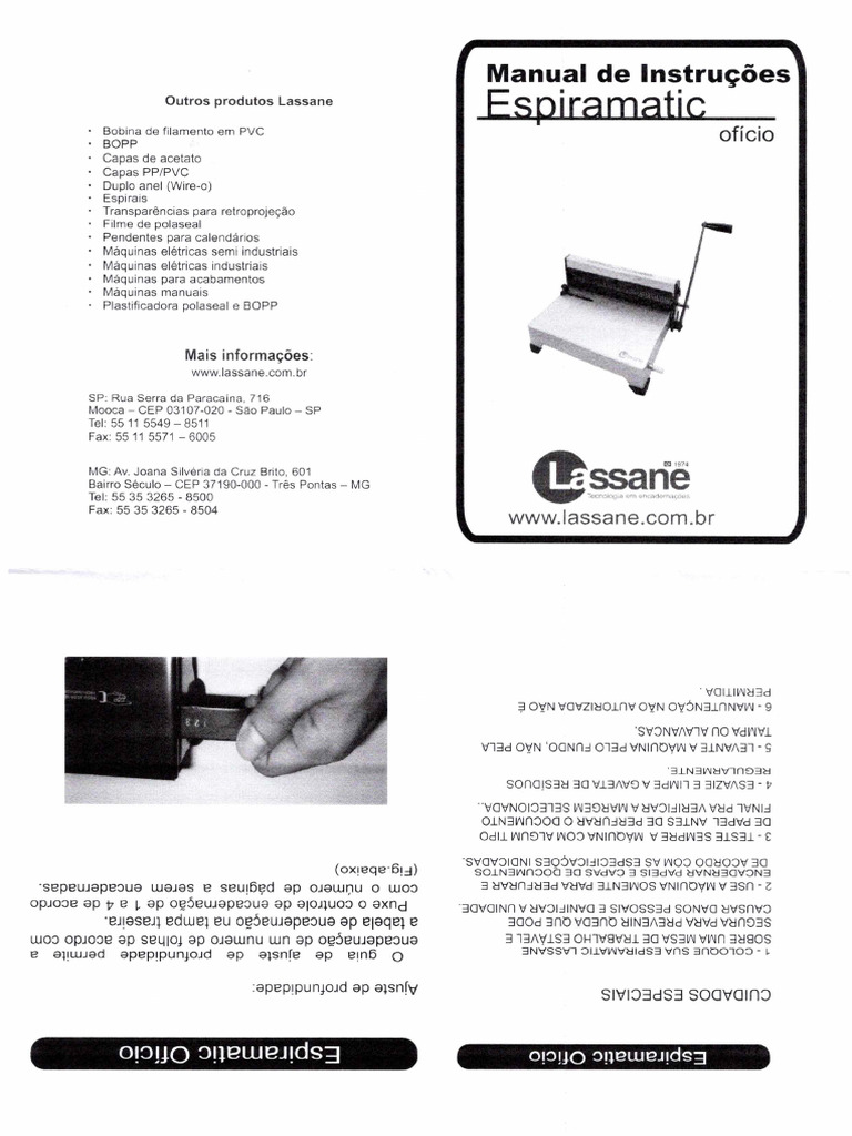 Encadernadora Espiramatic Lassane | PDF
