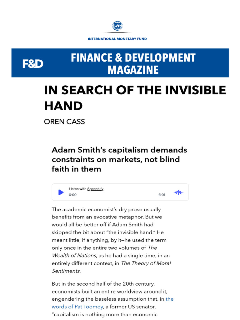 In Search of The Invisible Hand | PDF | Capitalism | Labour Economics