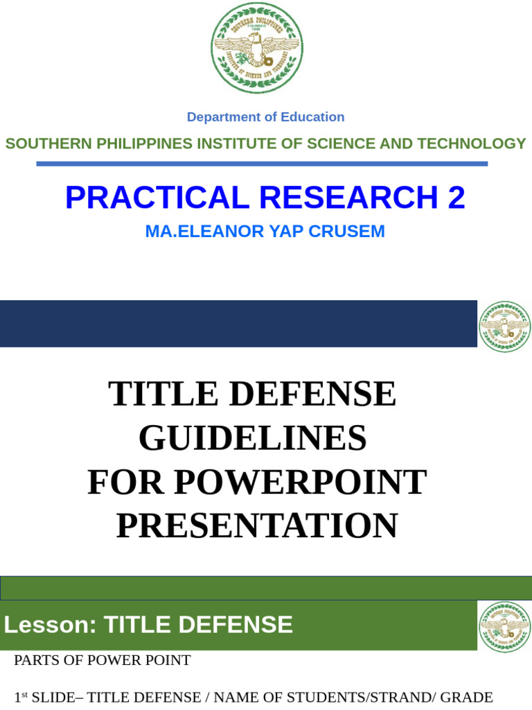 Title Defense PowerPoint Guidelines | PDF