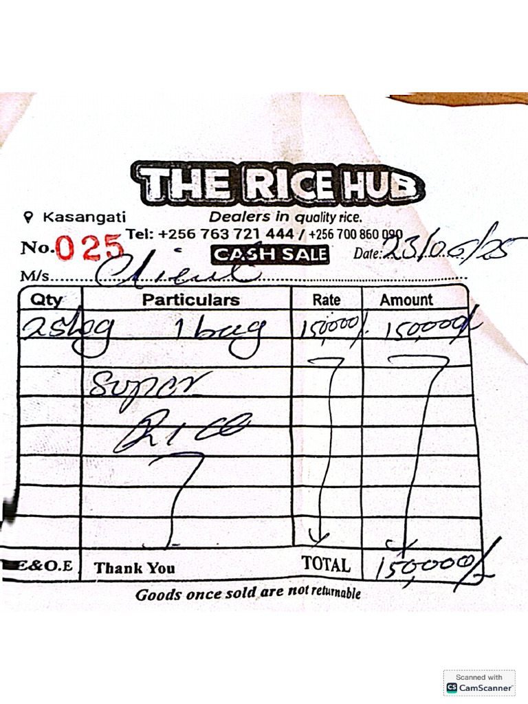 Rice Receipt | PDF