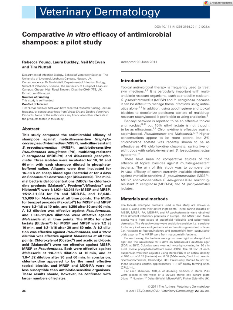 Veterinary Dermatology - 2011 - Young - Comparative in Vitro Efficacy ...