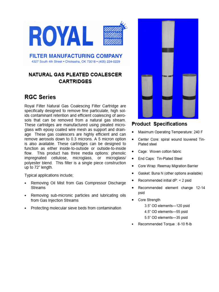 RGC Gas Coalescer Series | PDF | Materials