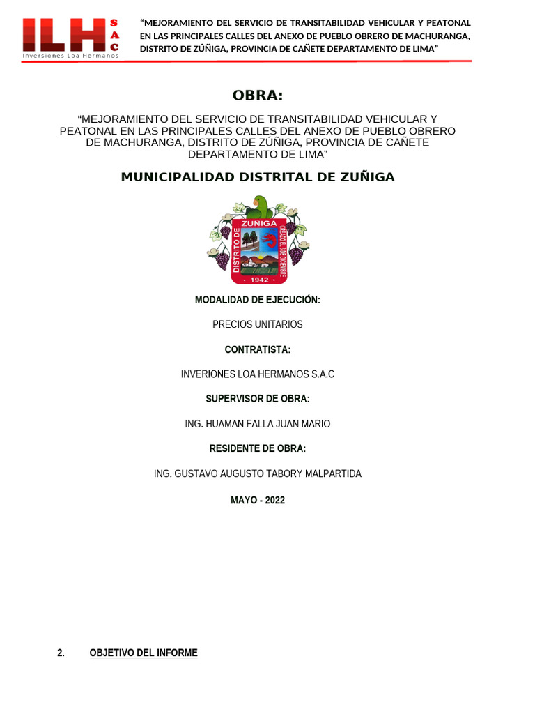 INFORME Reparacion de Tuberias (PAGO DE ALEX) | PDF | Hidrología ...