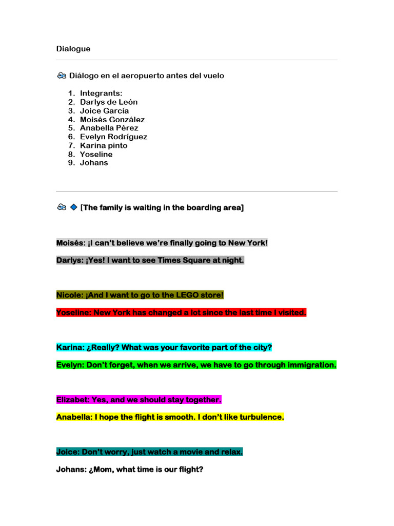 Family Dialogue at Airport Before Flight | PDF