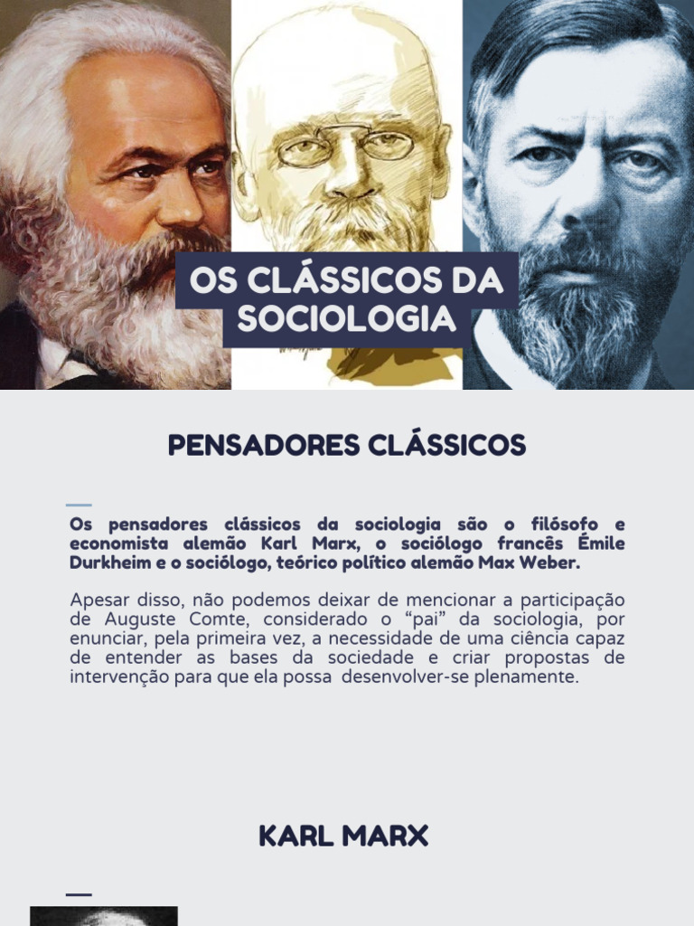 Clássicos da Sociologia: Marx, Durkheim e Weber | PDF | Sociologia ...