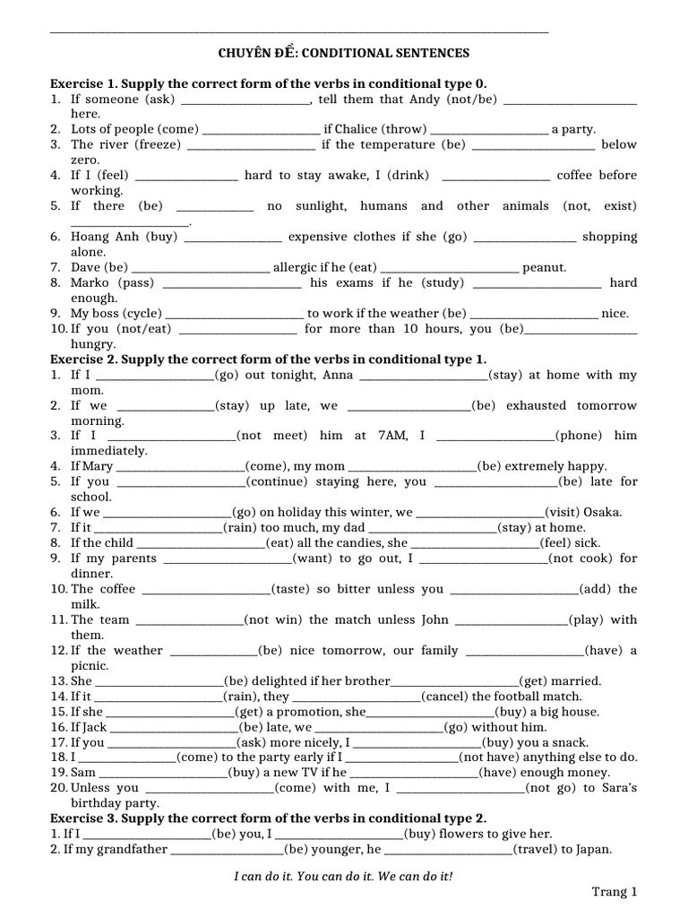 Conditional Sentences Practice Exercises | PDF | Astronomy | Planets