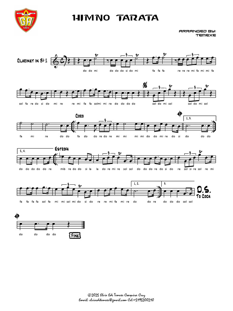 Himno A Tarata - Clarinete 1himno A Tartaahimno A Tartaahimno A Tartaa ...