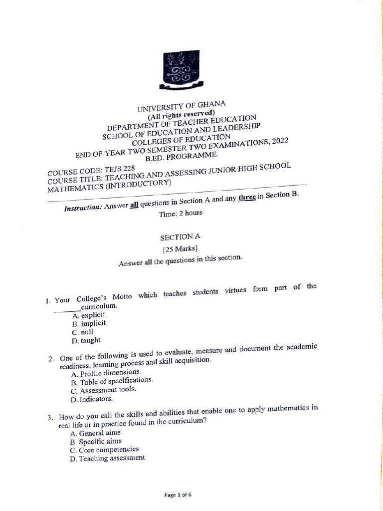 JHS Mathematics Teaching Assessment Guide | PDF | Curriculum | Learning