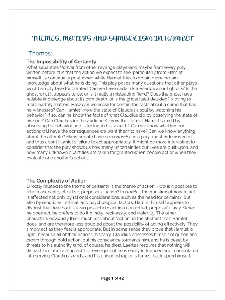 Hamlet's Emotional Turmoil and Themes | PDF | Hamlet