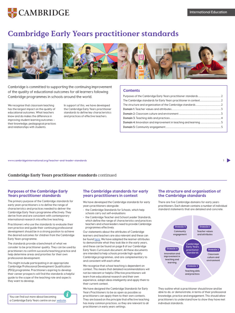 Cambridge Early Years Practitioner Standards | PDF | Learning | Teachers
