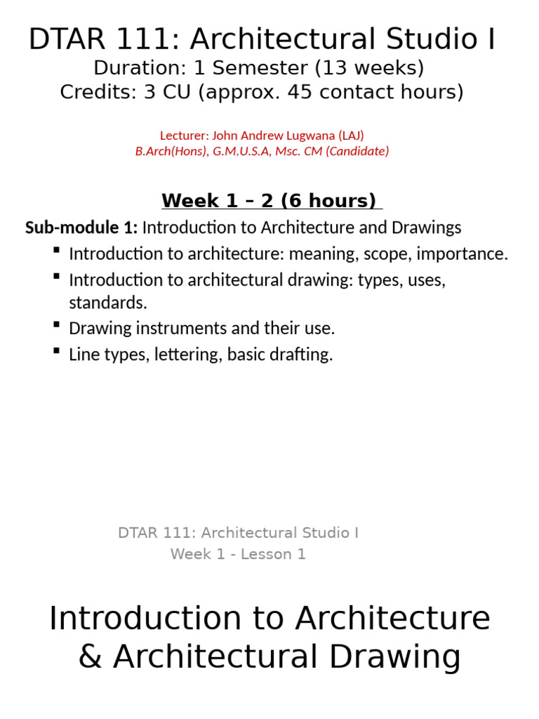 DTAR111 Lesson1 Intro Architecture | PDF | Drawing