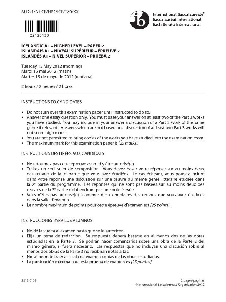 Icelandic A1 Paper 2 HL | PDF