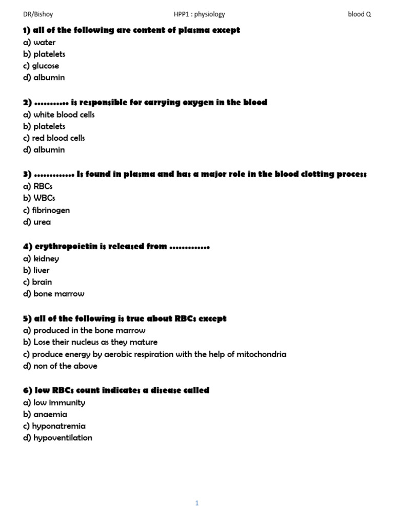 Blood Quiz | PDF