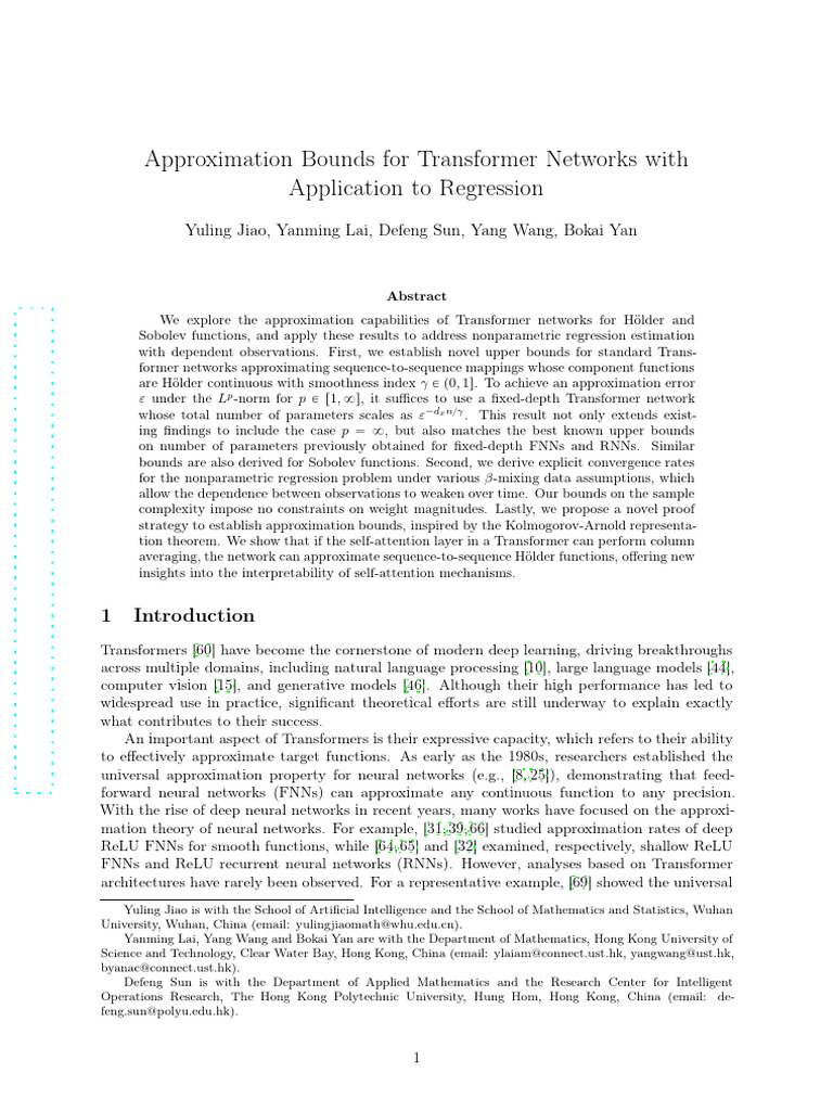 00-Approximation Bounds For Transformer Networks With Application To ...