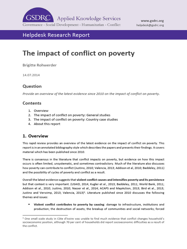 Impact of Conflict on Poverty: Evidence Review | PDF | Poverty ...