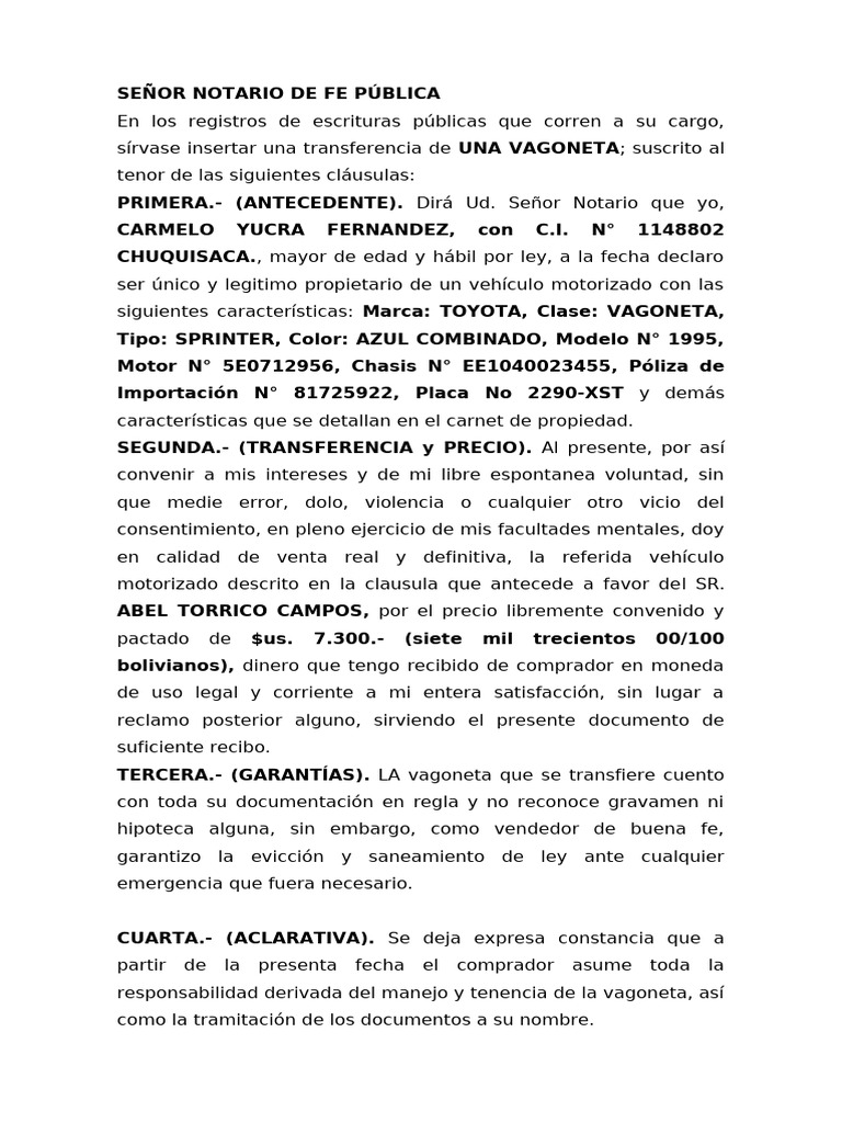 Señor Notario de Fe Pública | PDF