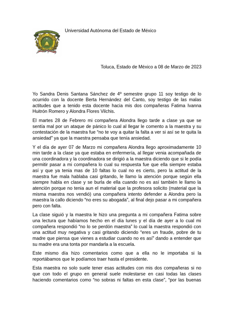 descripcion de los hechos gei | PDF