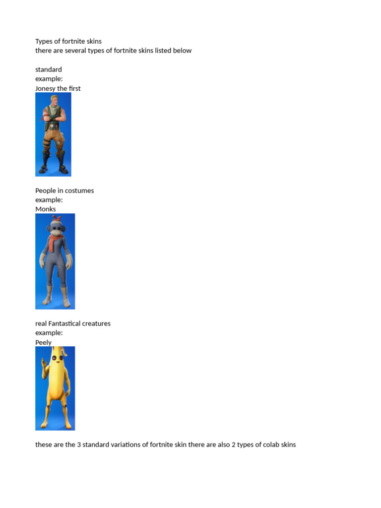 Types of Fortnite Skin | PDF