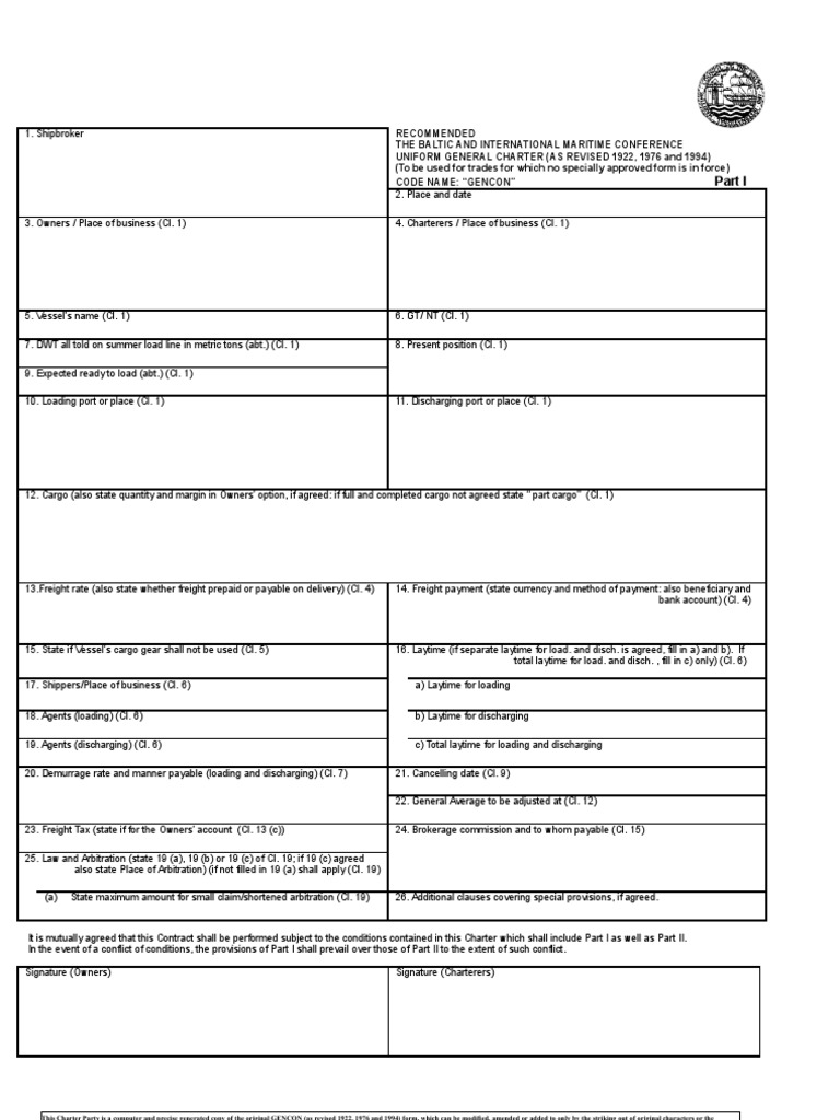 Gencon 1994 | PDF | Cargo | Shipping