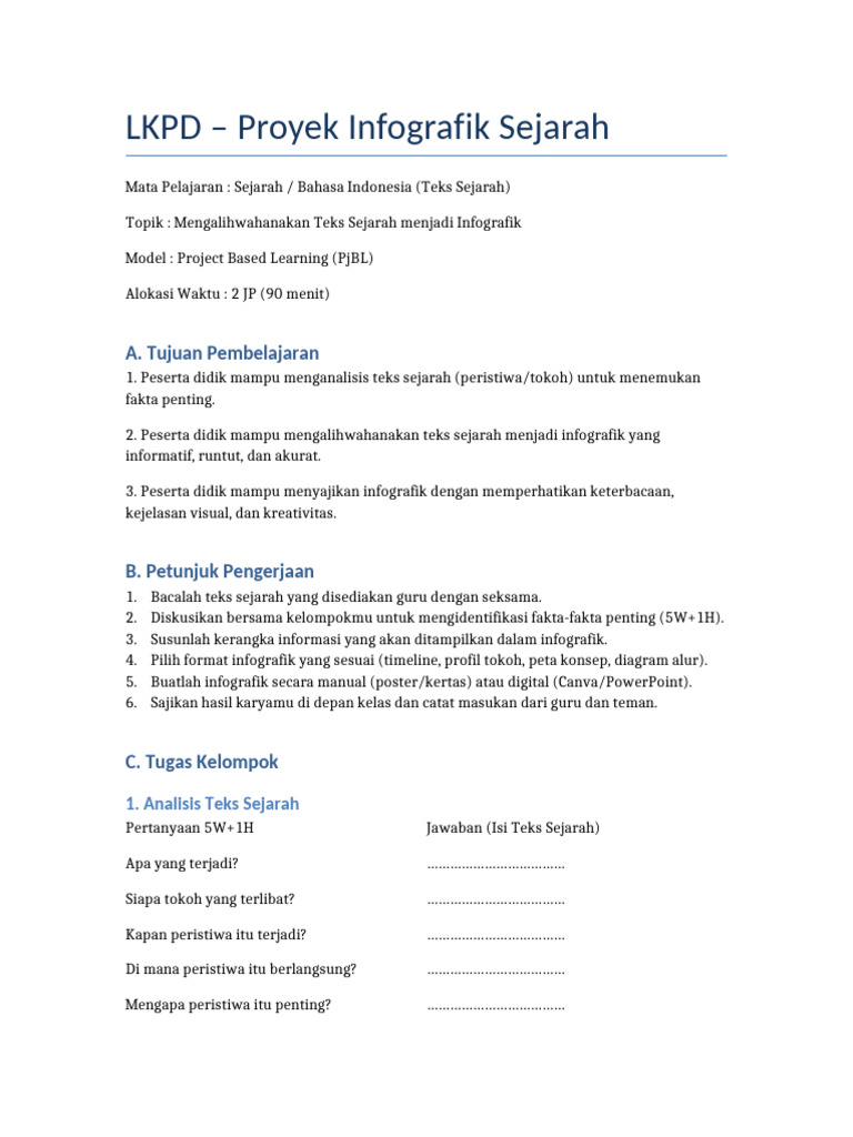LKPD Infografik Sejarah | PDF