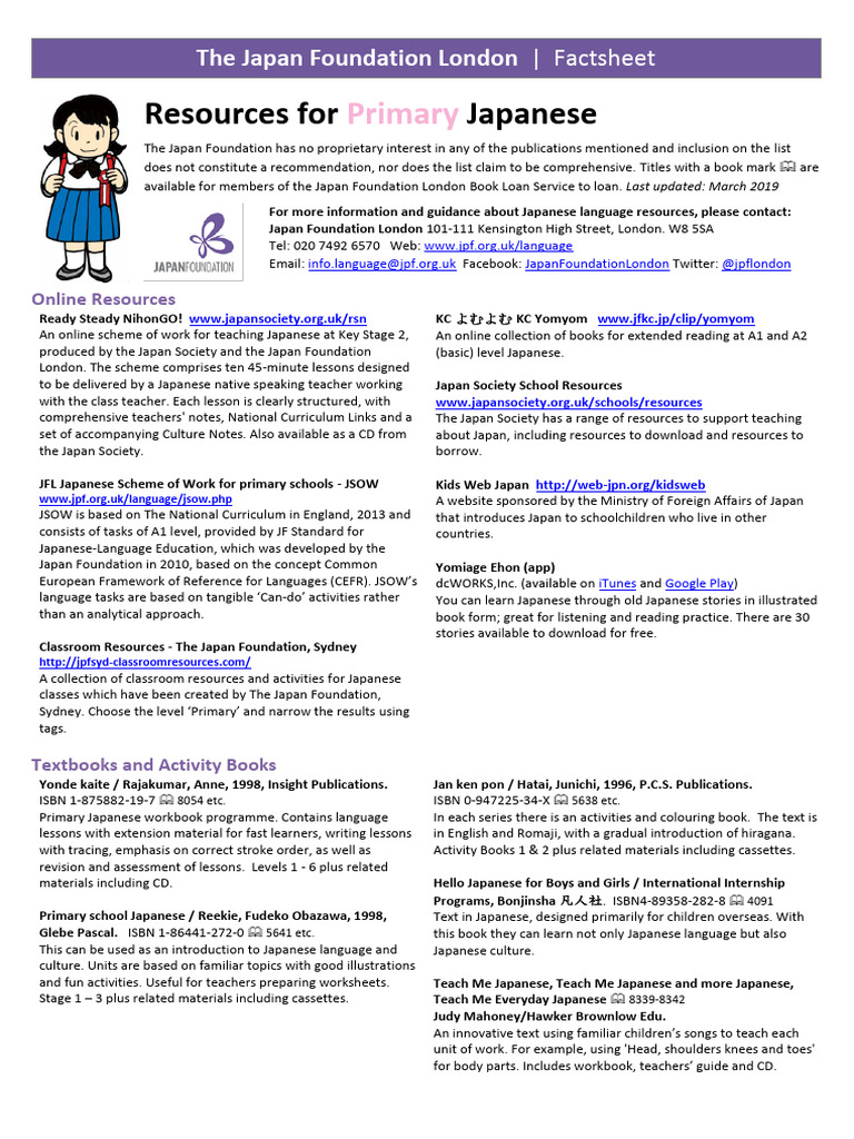 Resources For Primary | PDF | Japanese Language | Linguistics