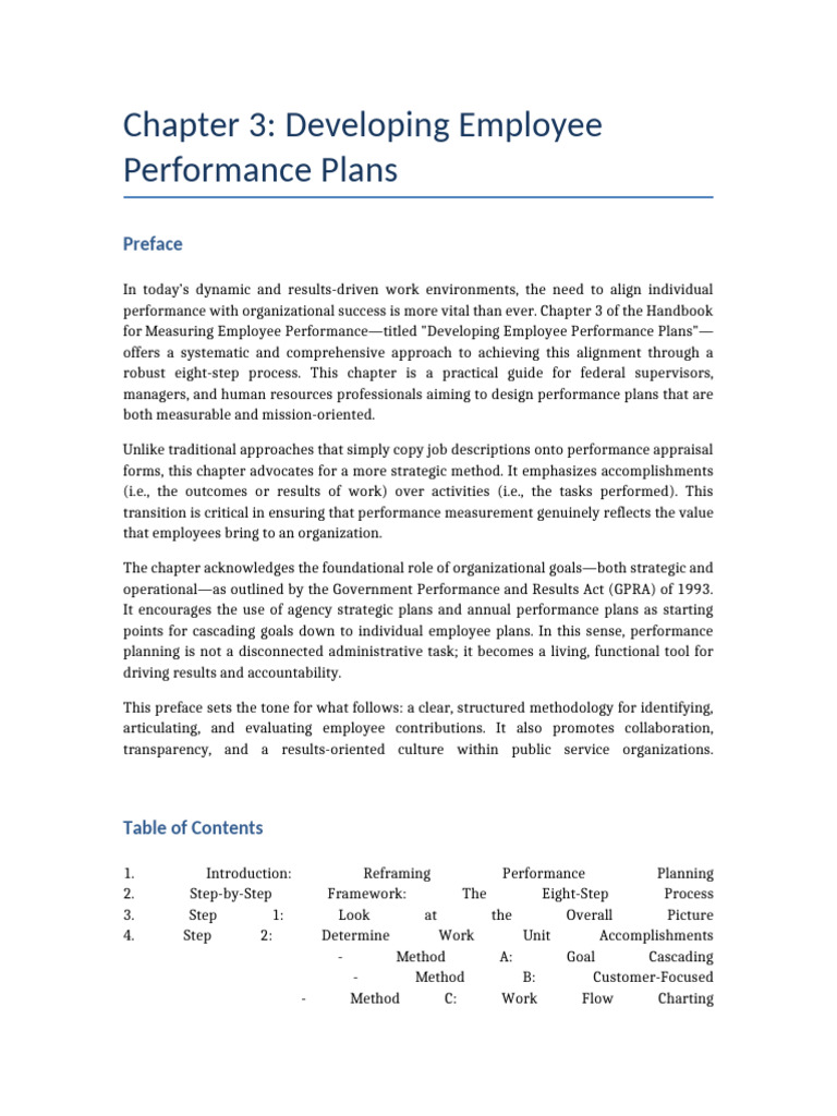 Employee Performance Plans Guide | PDF | Performance Appraisal ...